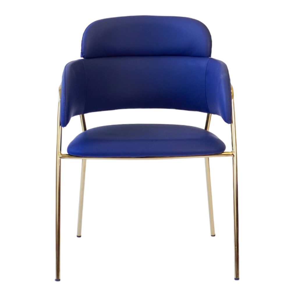 Blue Dining Chair with Curved Backrest and Arms | Restaurant Furniture