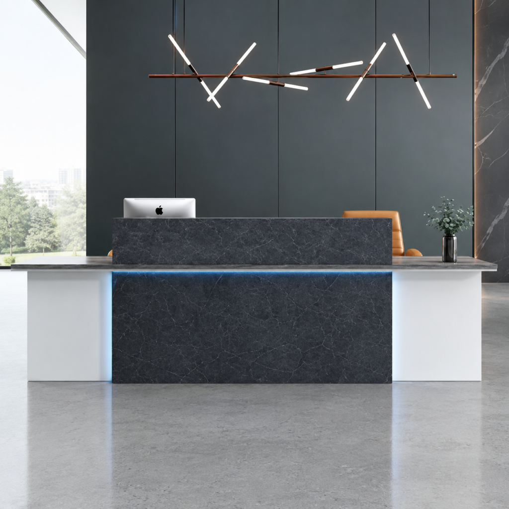 Matrix Backlit Marble Executive Reception Desk - FOH-WW-PG59 ...