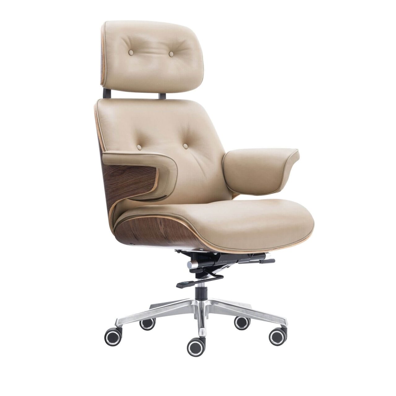 FOH-SOCJ25-1636 Modern Mid-Century Tufted Leather Office Lounge Chair ...