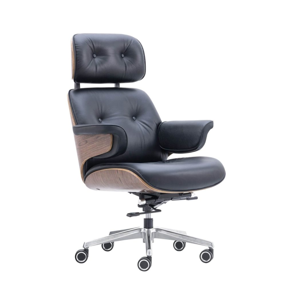 FOH-SOCJ25-1636 Modern Mid-Century Tufted Leather Office Lounge Chair ...