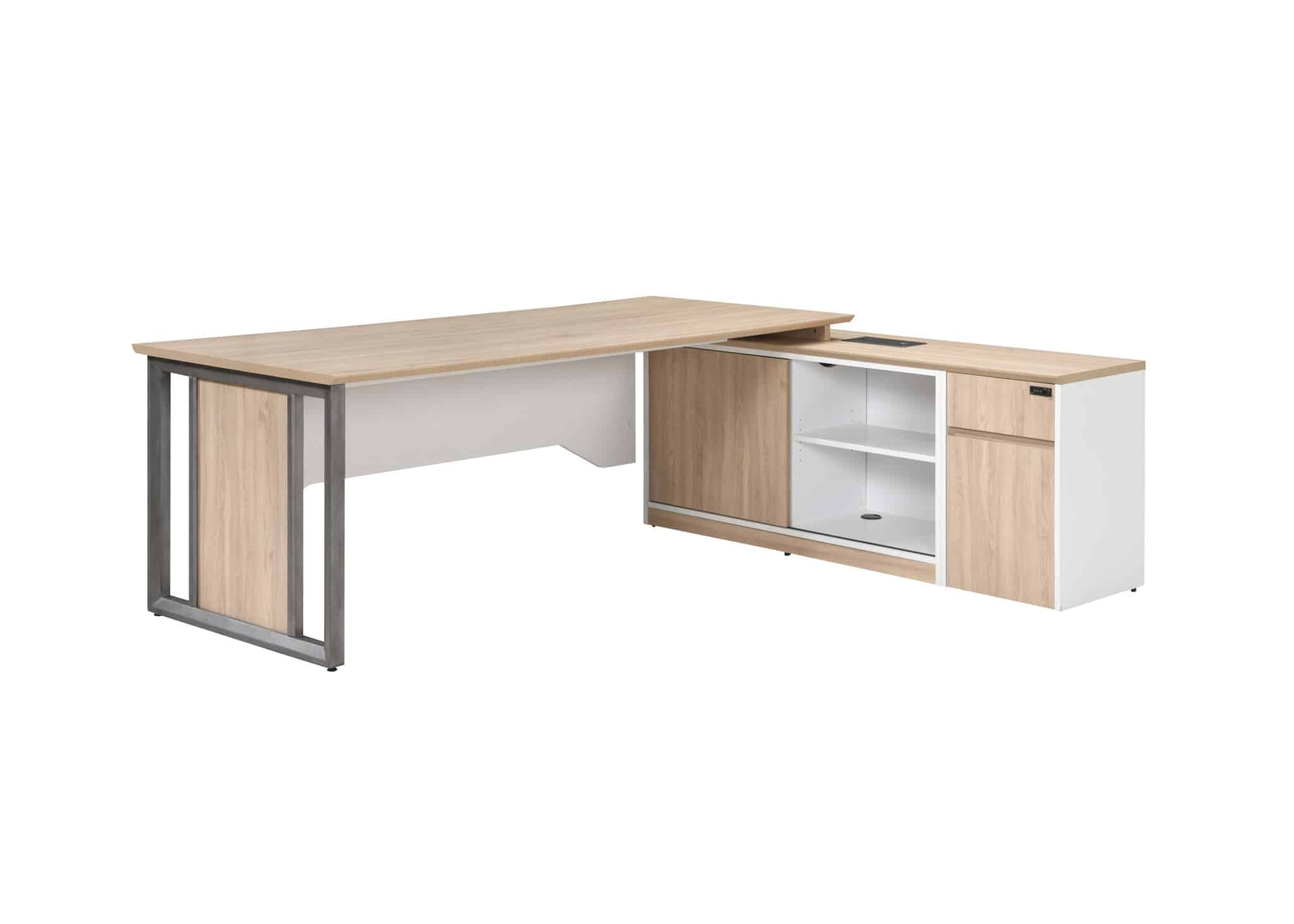 Modern L-Shaped Executive Desk with Integrated Storage