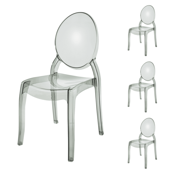 Set of 4 Gray LARGE Ghost Chairs | Restaurant Furniture