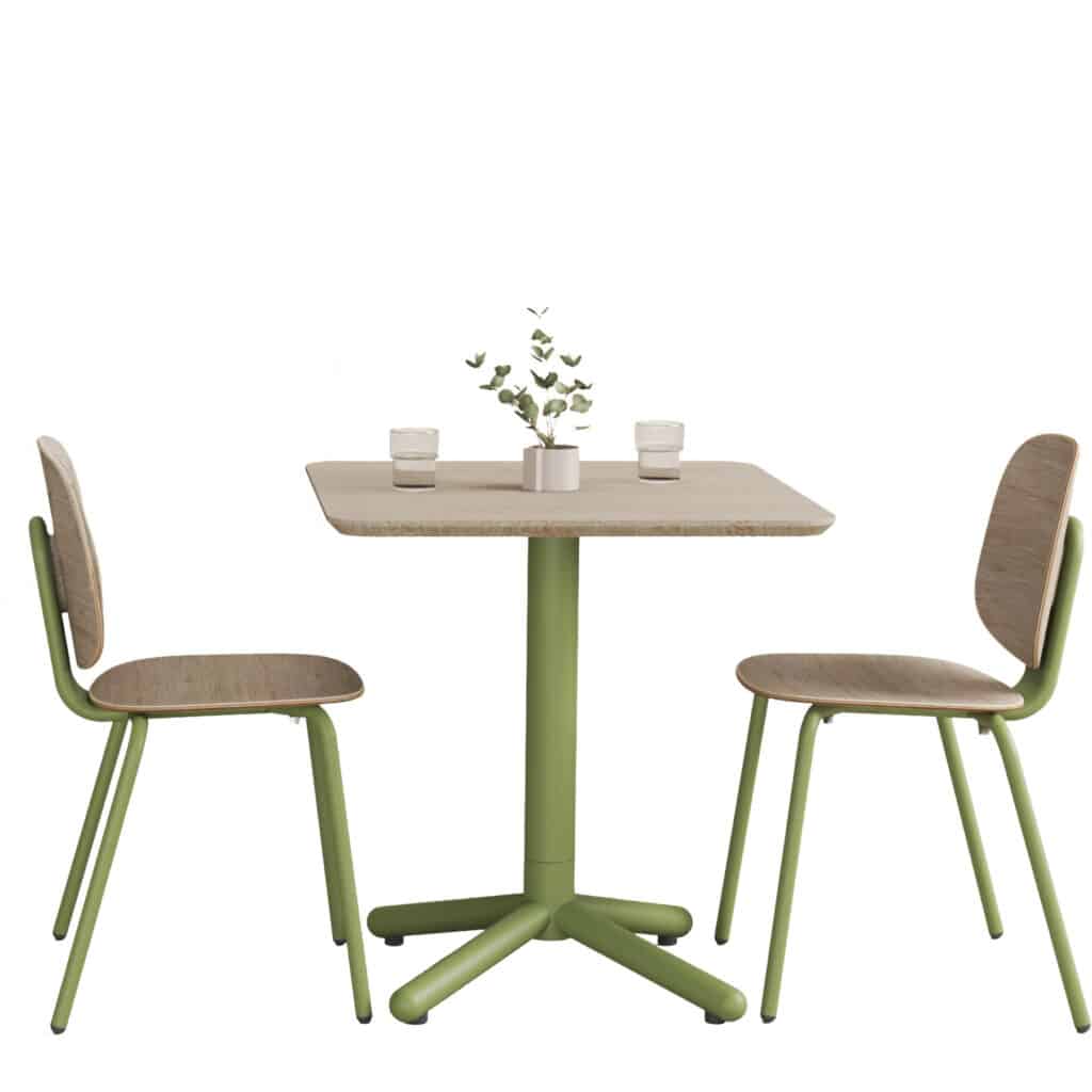 Green Modern Square Bistro Set – Light Wood Grain | Restaurant Furniture