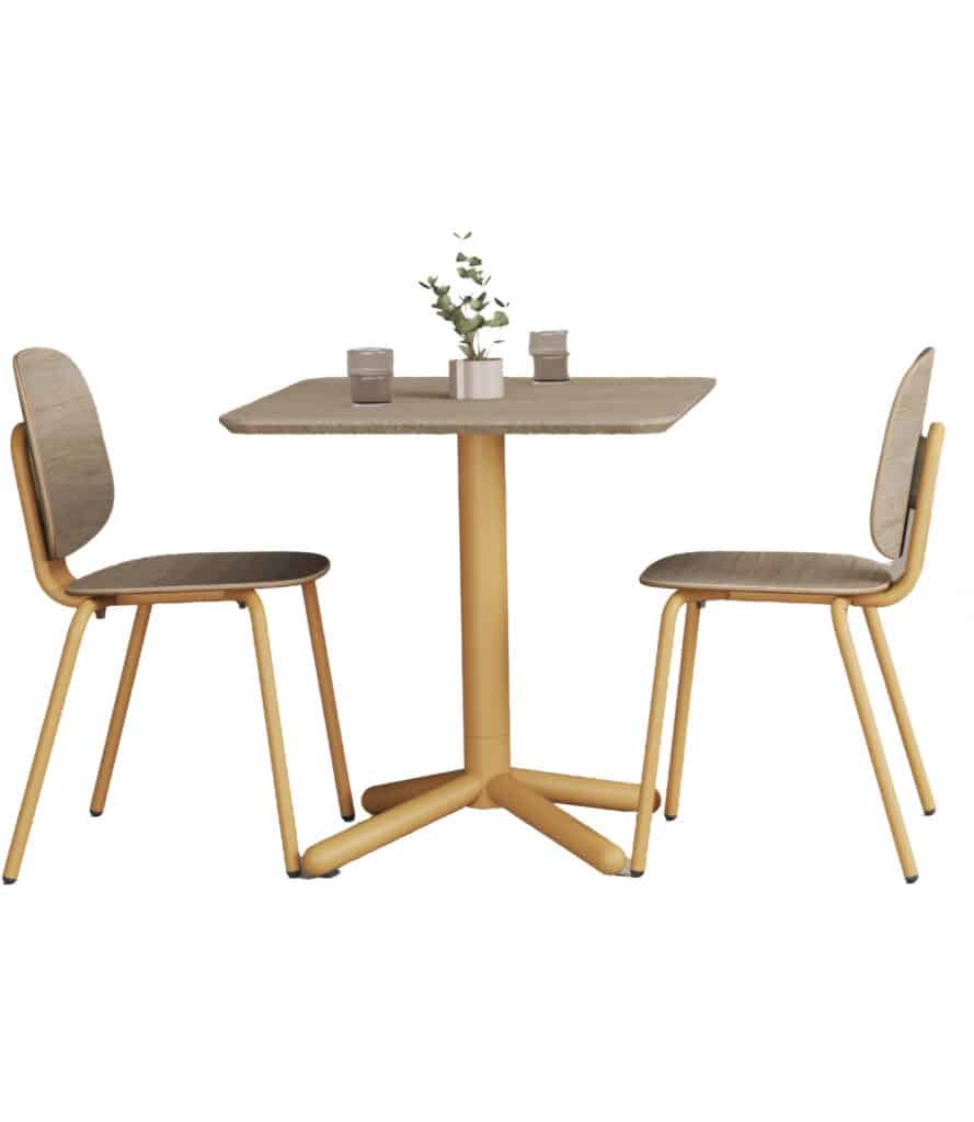 Yellow Modern Square Bistro Set – Light Wood Grain | Restaurant Furniture