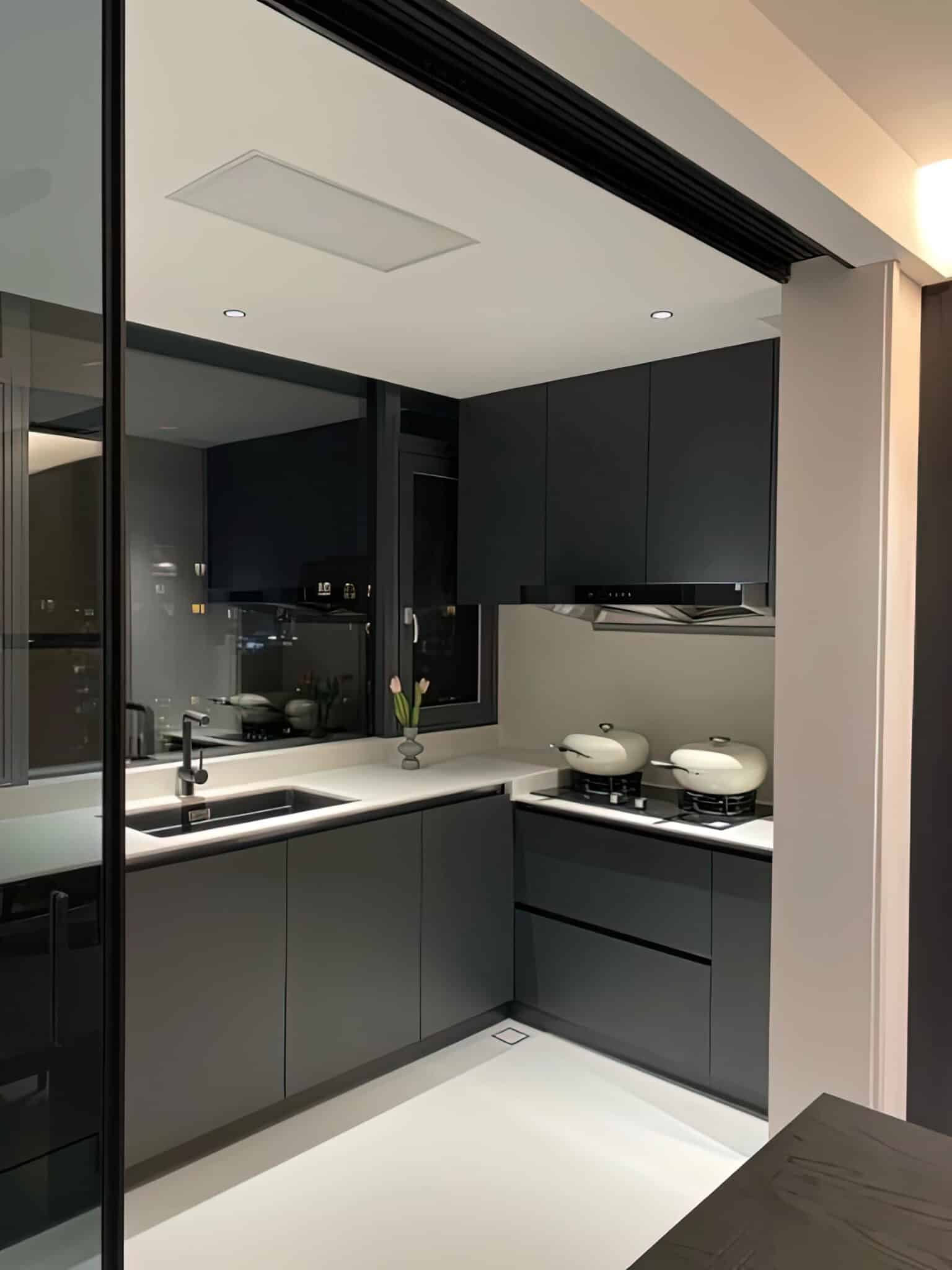 Zenith "Obsidian" Modern Kitchen Suite – Matte Charcoal Cabinetry with ...